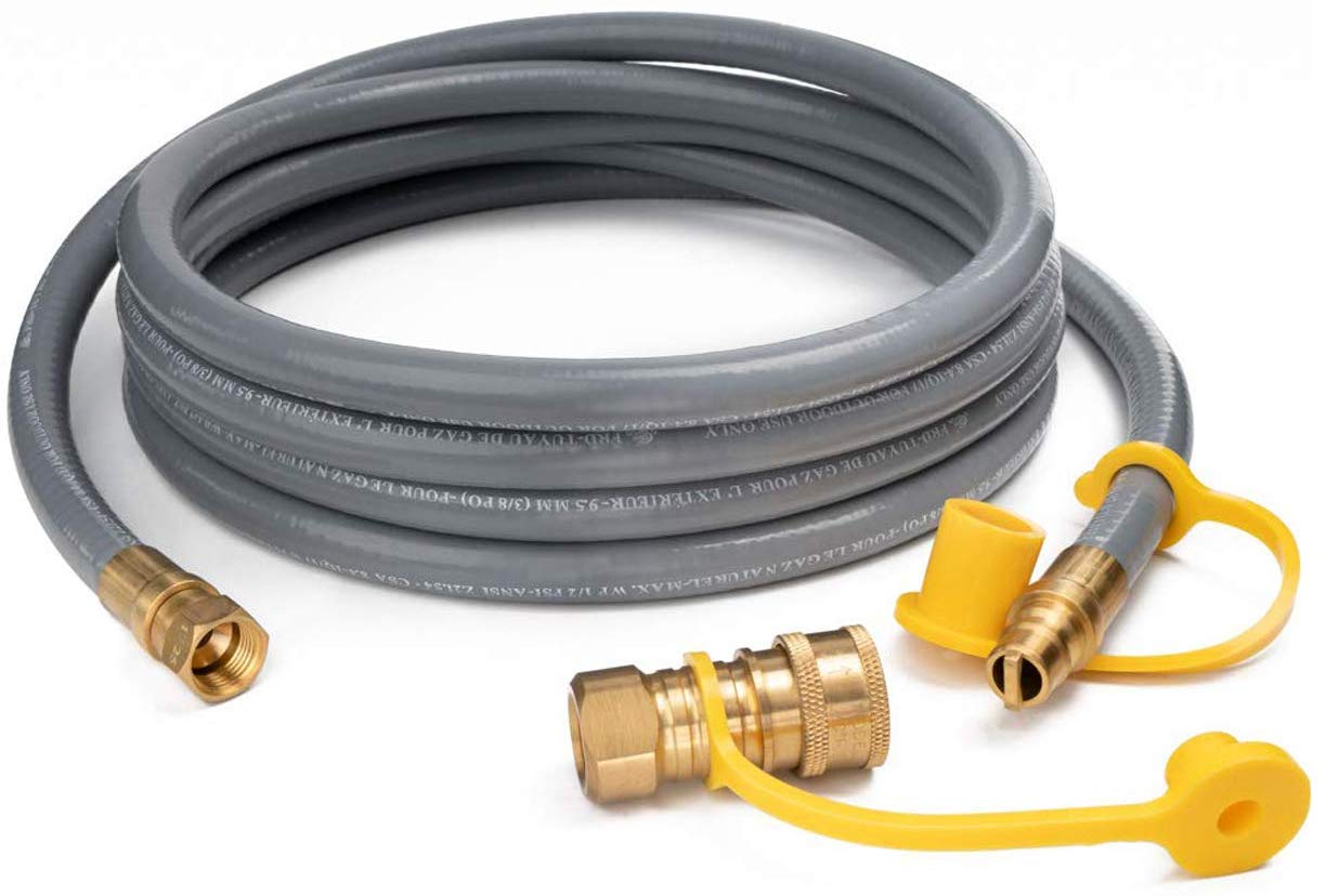 12FT Natural Gas Hose, 3/8 Inch Propane/Natural Gas Quick Disconnect ...